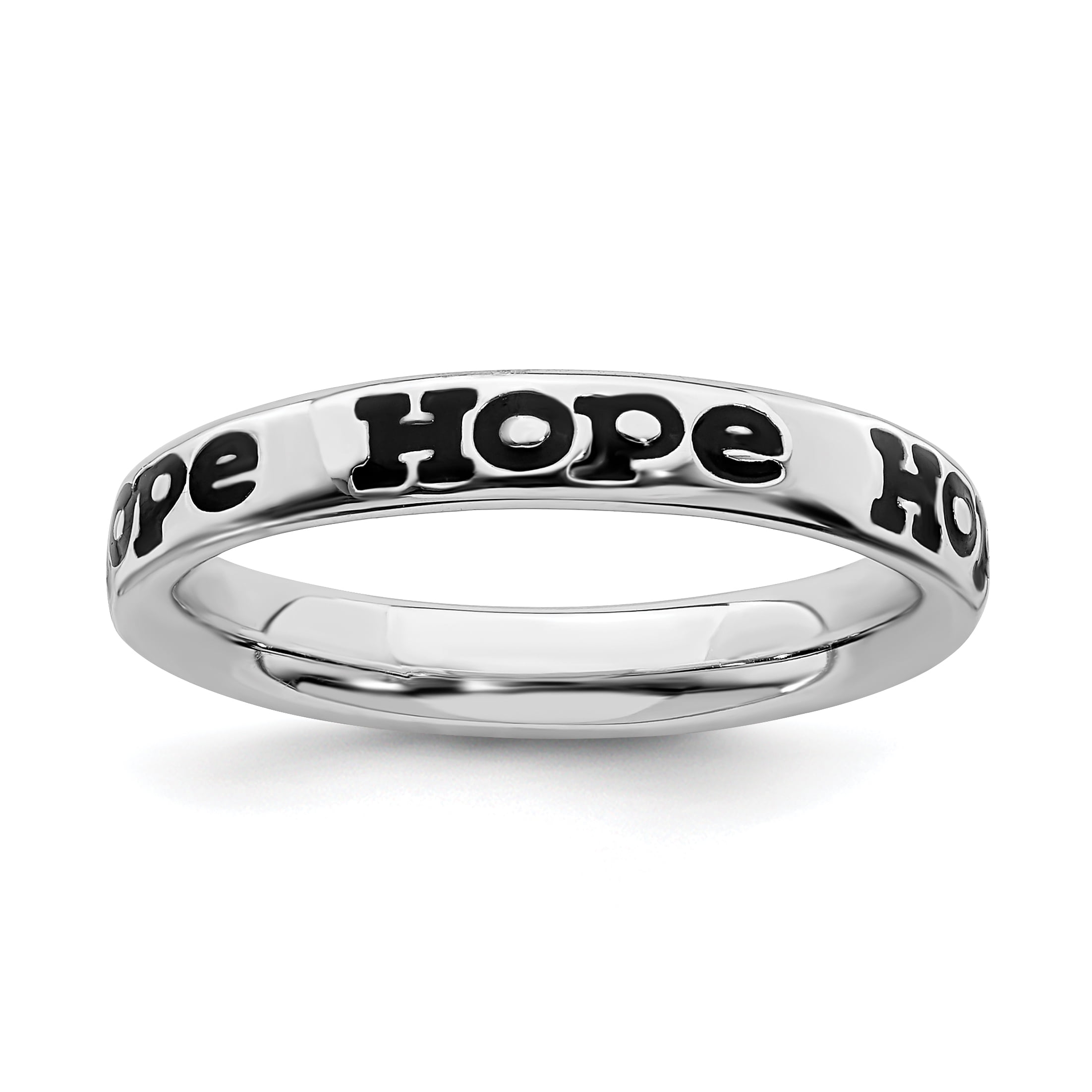 925 Sterling Silver Enameled Hope Band Ring Size 8.00 Stackable Fine ...