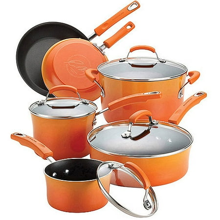 Rachael Ray 10-Piece Porcelain Enamel Non-Stick Cookware Set in ...