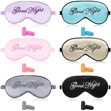 6 Pieces Silk Sleep Eye Cover Masks Soft Blindfold Eye Mask Satin Eye ...