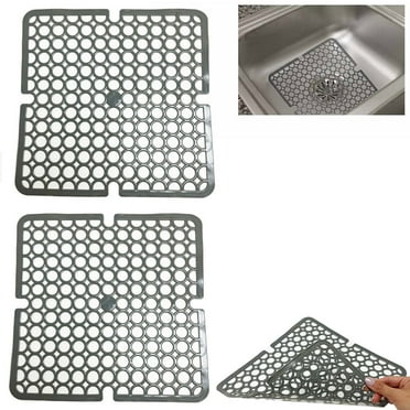 2 Pack Kitchen Sink Mat Drain Pad Protector 10" x 12" Non-Slip Rubber ...
