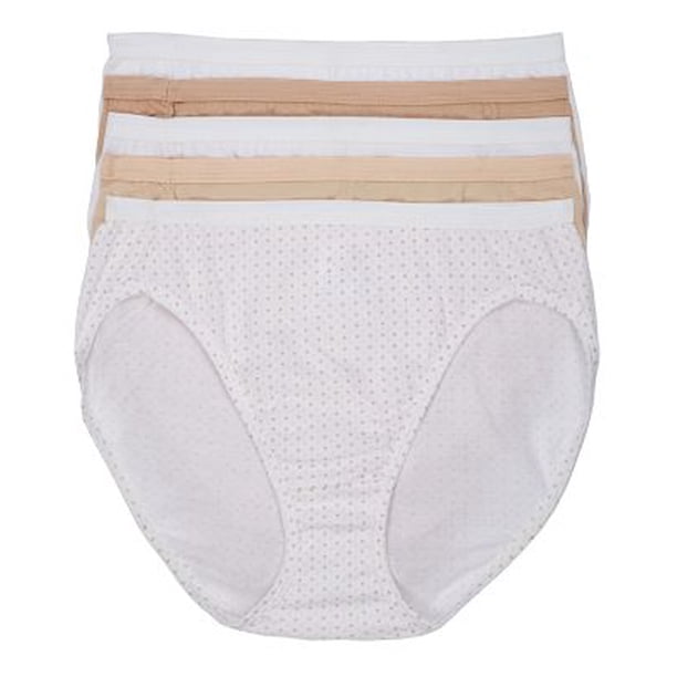 Hanes Ultimate Womens Comfort Cotton Hi Cut Underwear 5 Pack