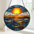 Beach Sunset Ocean Landscape Stained Glass Style Window Suncatcher ...
