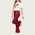 Ashyfjp Girls 2-Piece Outfit Set Heart Print Crew Neck Short Sleeve Top ...