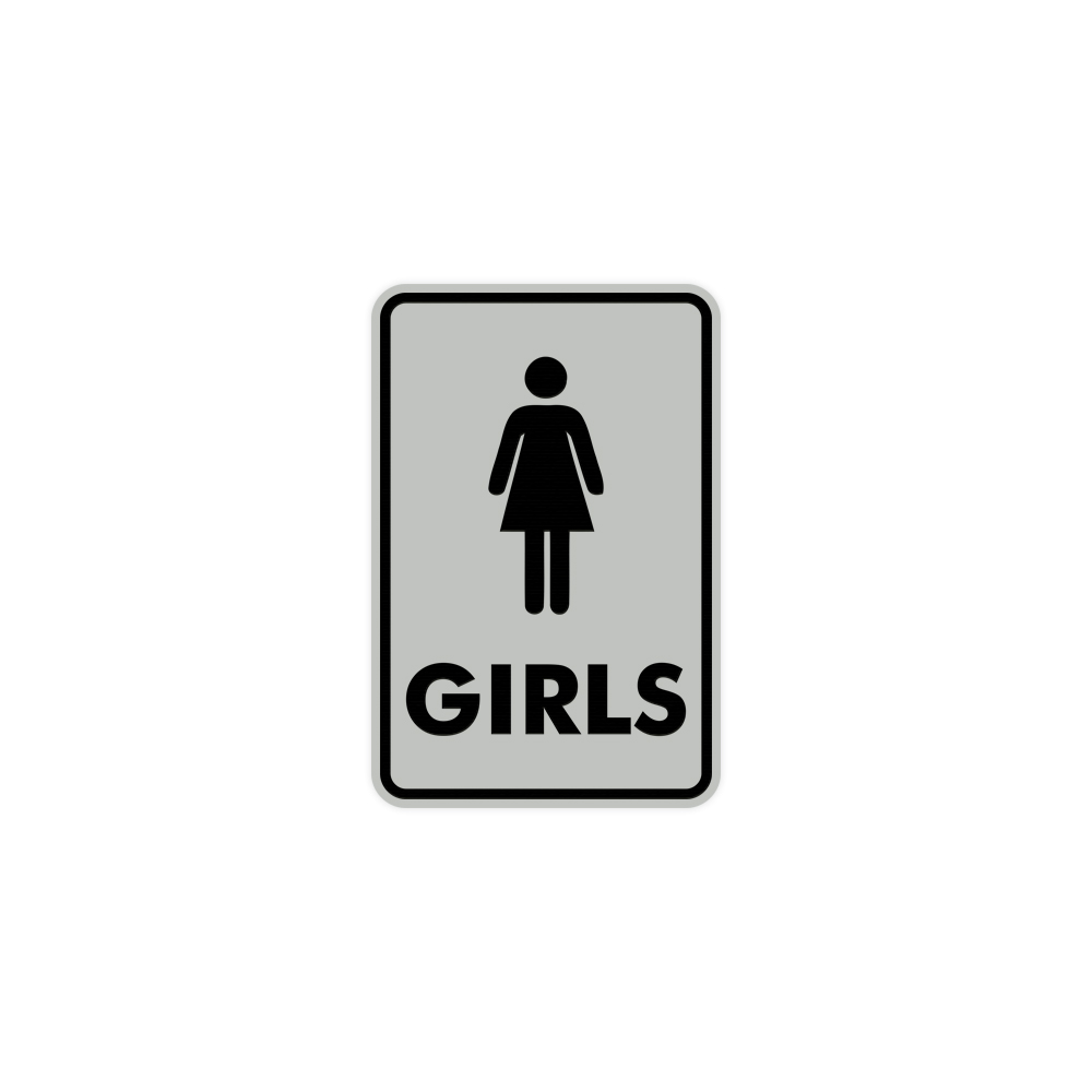 Portrait Round Girls Restroom Sign (Lt Gray) - Large 6" x 8" - Walmart.com