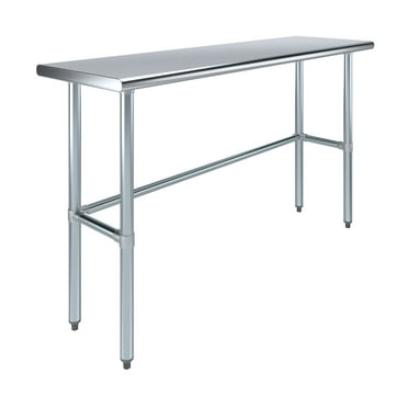BizChair Stainless Steel 18 Gauge Work Table with 1.5" Backsplash and ...
