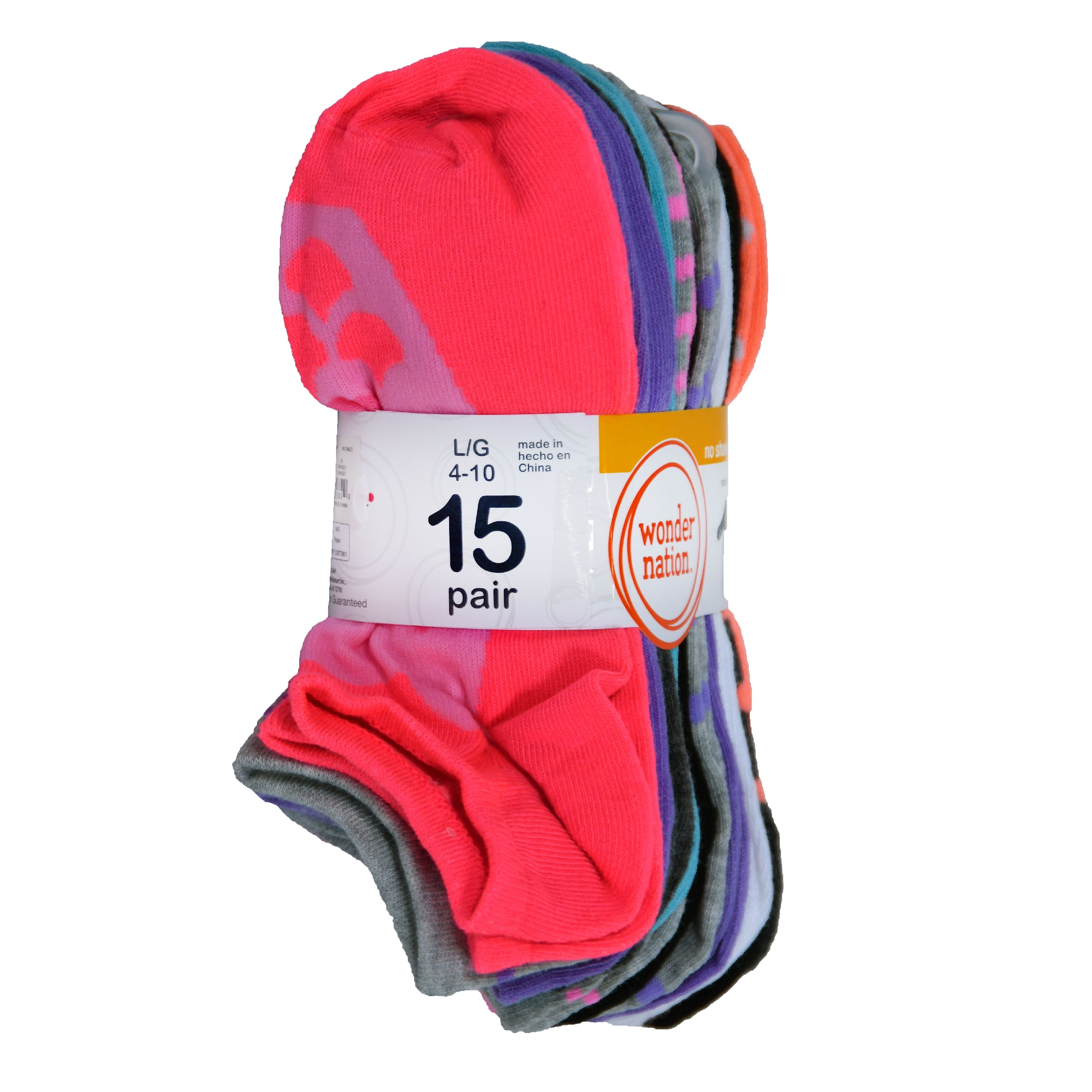 Wonder Nation Girls No Show Socks, 15 Pack – Walmart Inventory Checker ...