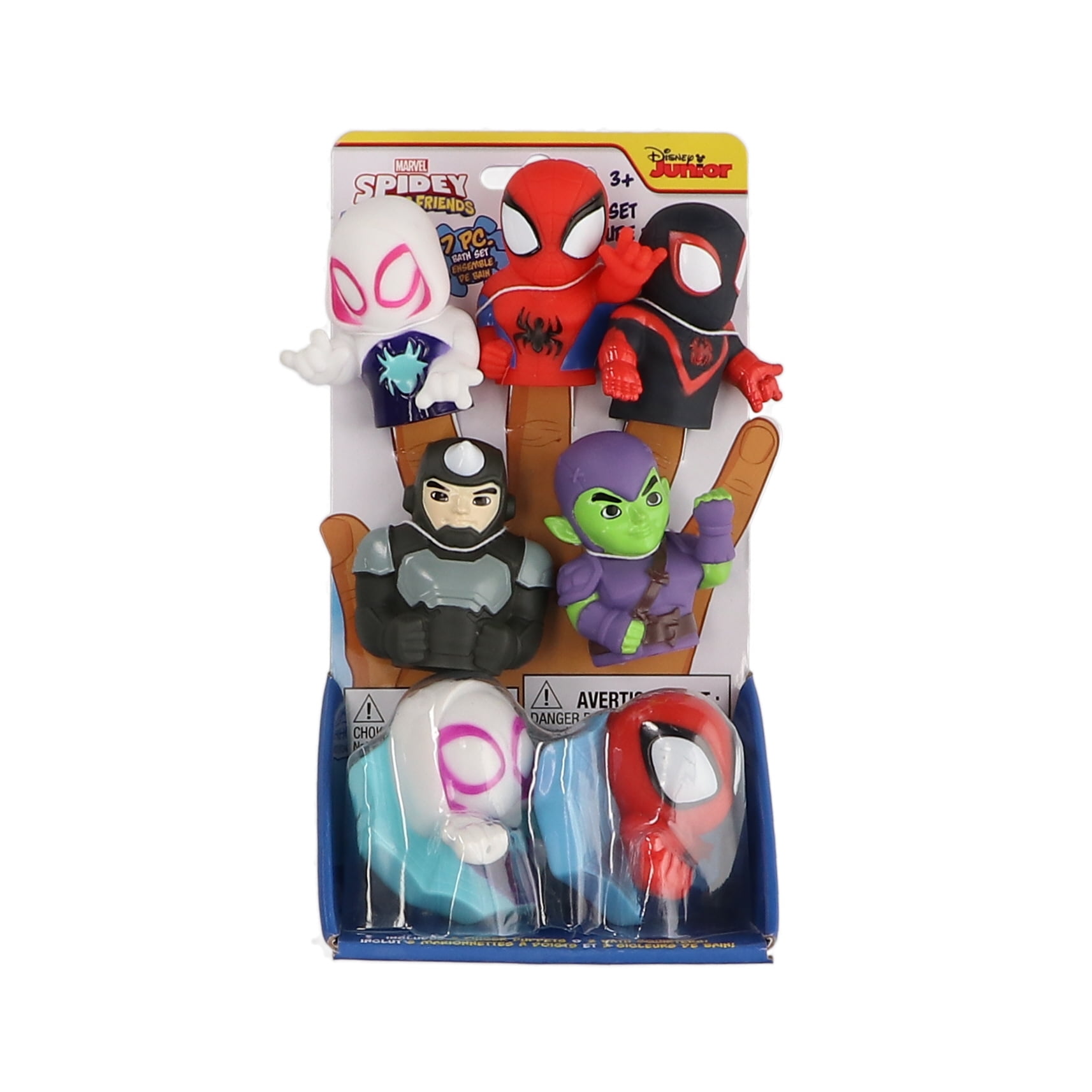Spidey and His Amazing Friends 7 Piece Finger Puppet and Bath Squirter ...