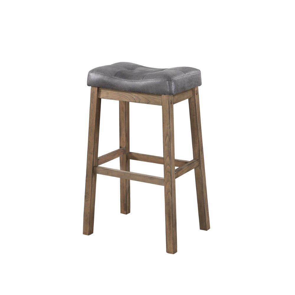 Wooden Rustic Backless Bar Height Stool, Gray & Brown, Set of 2 ...
