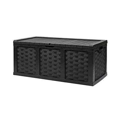 STARPLAST 66811 Rattan Plastic Sit-On Storage Box - 153 Gallon - Black ...