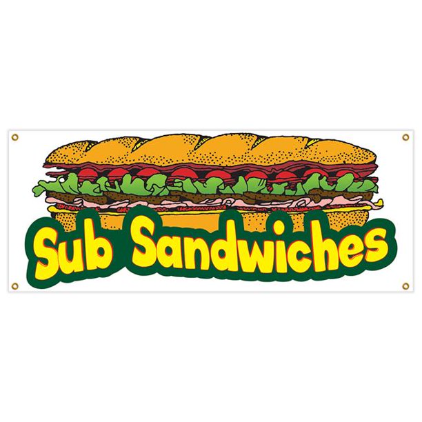 SignMission B-Sub Sandwiches 18 x 48 in. Banner Sign - Sub Sandwiches ...