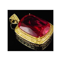 10K Yellow Gold Royal Lab created Ruby Diamond Pendant 1.50ct - Walmart.com