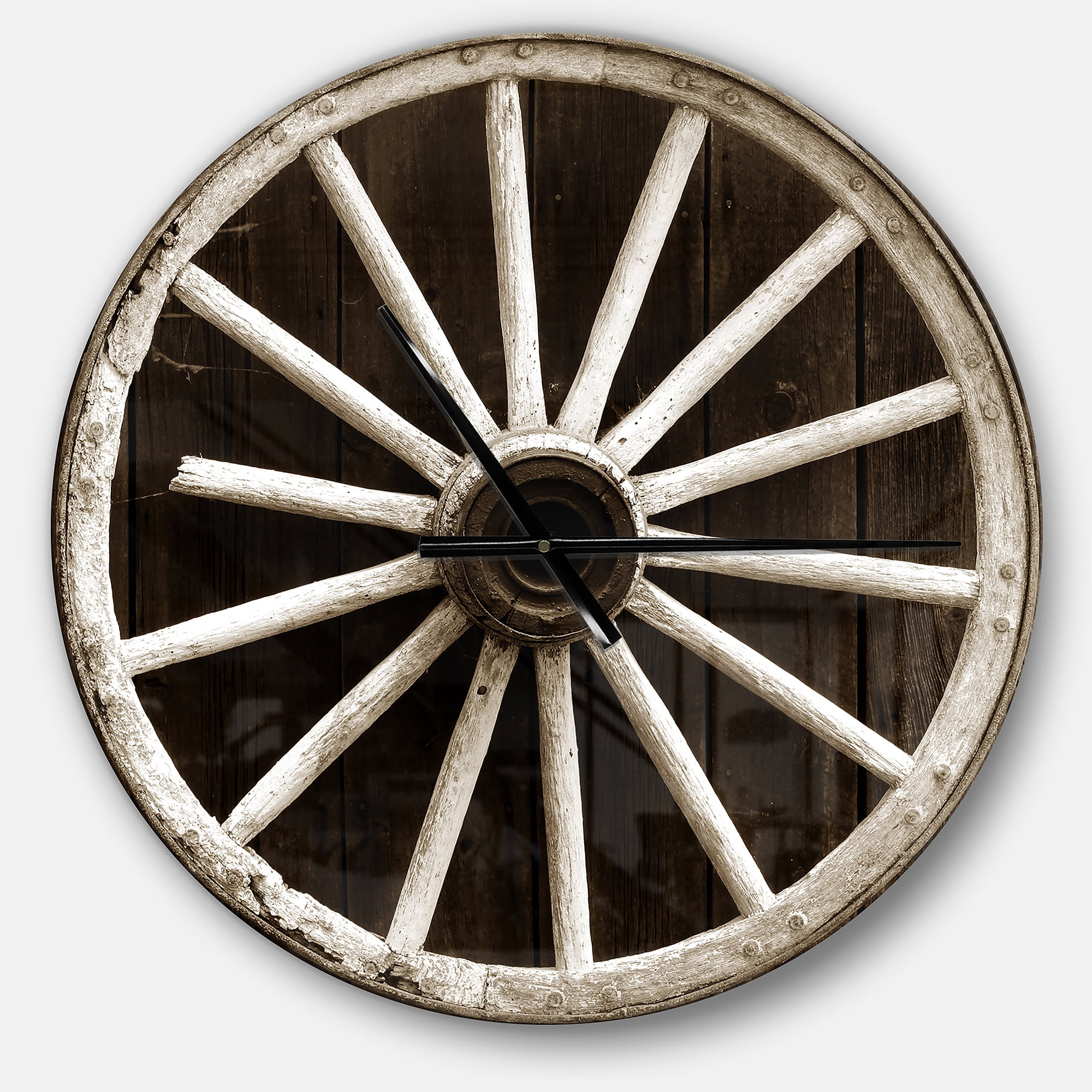Click here for Designart Sepia Country Wagon Wheel Clock Large Wa... prices