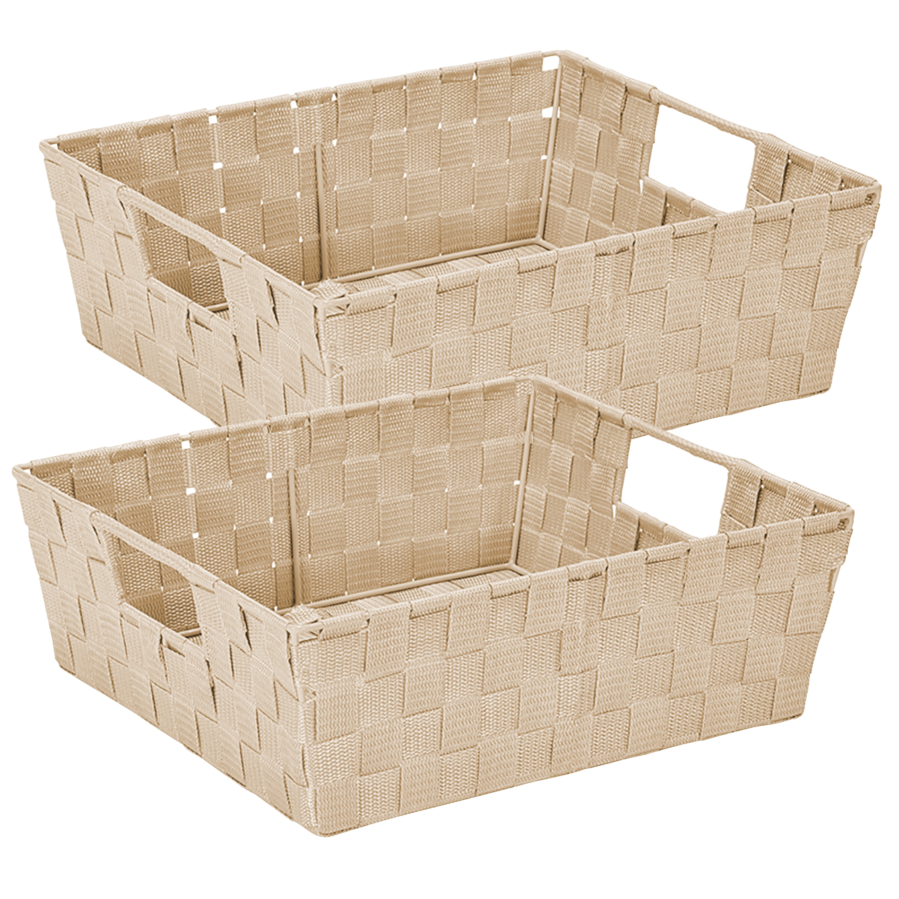 Simplify 2 Pack Non-Woven Large Shelf Tote Storage Basket, Ivory ...