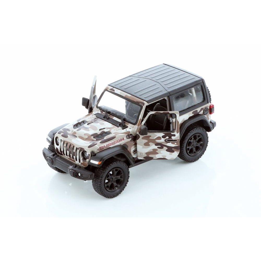 2018 Jeep Wrangler Rubicon, Camo Brown - Kinsmart 5420DAB - 1/34 scale Diecast Model Toy Car ...