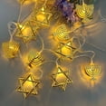 Golden Nine-Candle Menorah LED String Lights - Warm White Battery ...