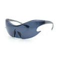 Swooping Flame Shape Shield Wrap Color Mirror Sport Rimless Sunglasses ...