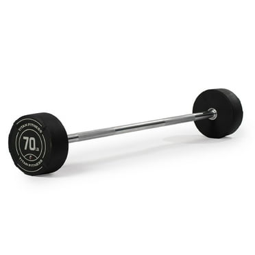 Philosophy Gym Rubber Fixed Barbell, 50 LB Pre-Loaded Weight Straight ...