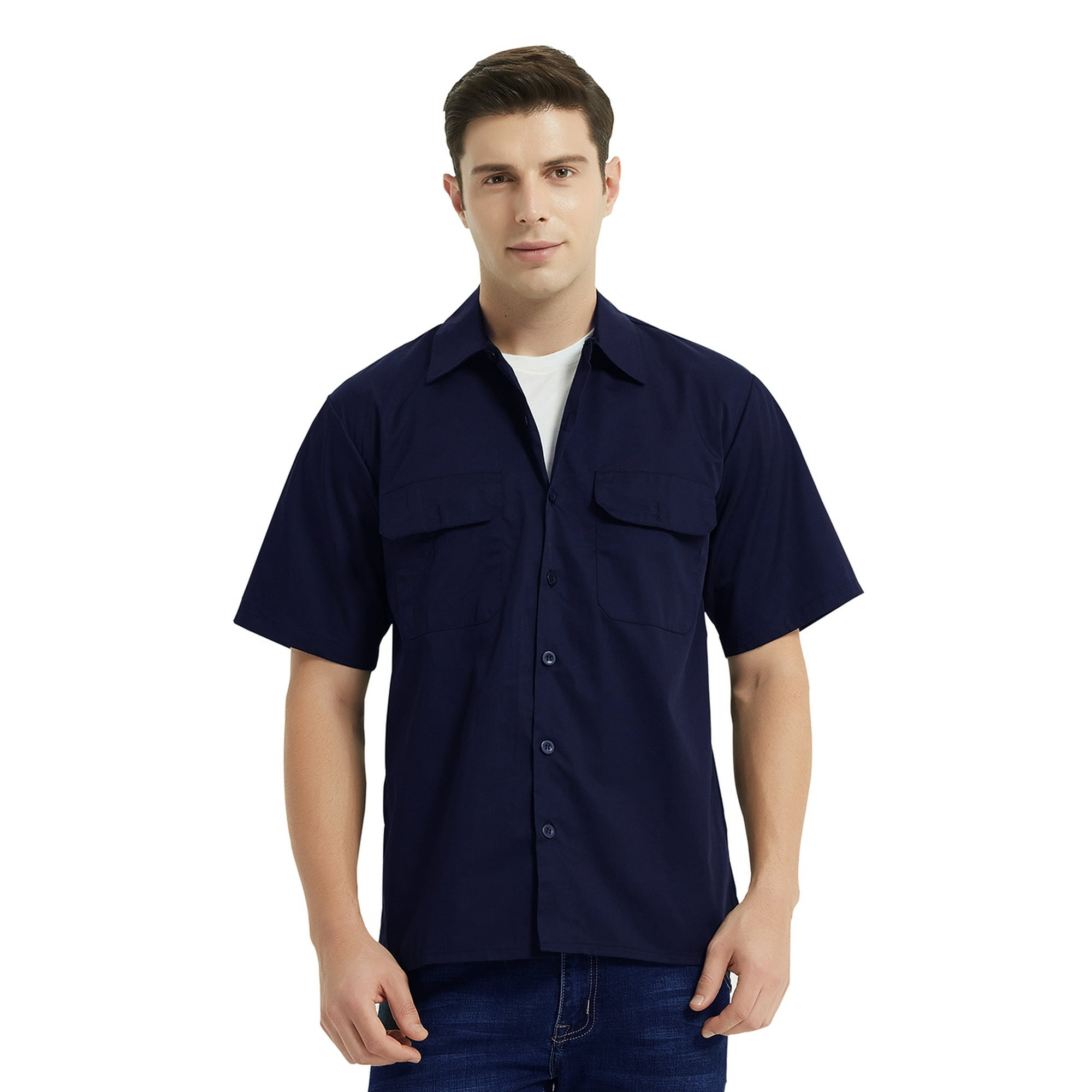 Click here for Toptie Short-Sleeve Work Shirt Straight Collar Uti... prices