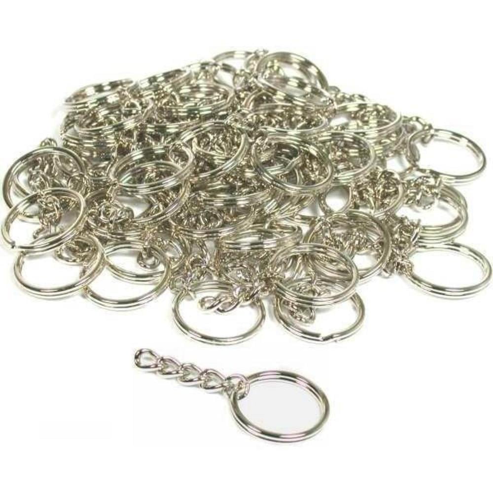 50 Key Chain Wallet Parts Nickel Plated Craft Findings 32mm - Walmart.com