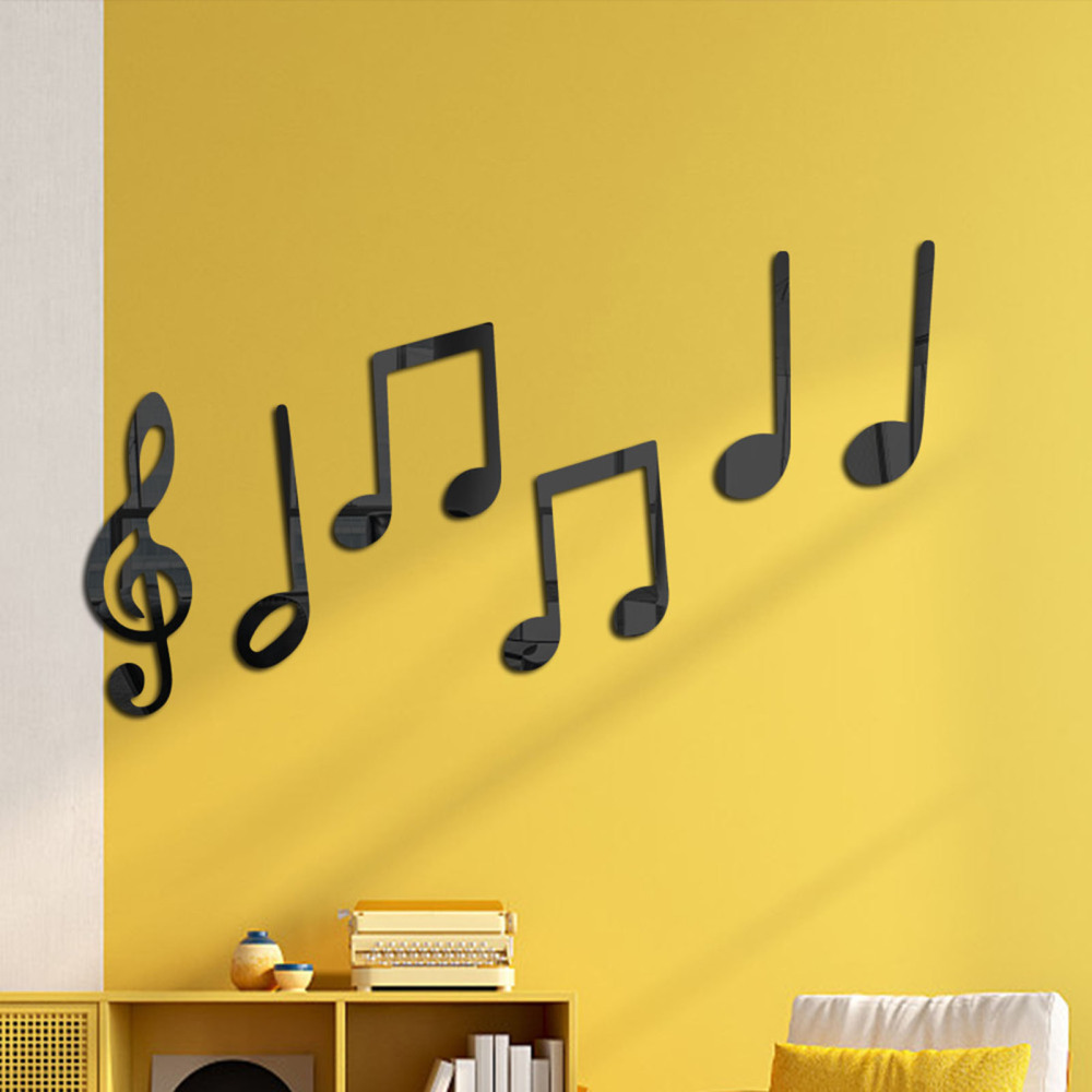 DIY 3D Musical Notes Mirror Wall Stickers Acrylic Mirror Wall Sticker ...