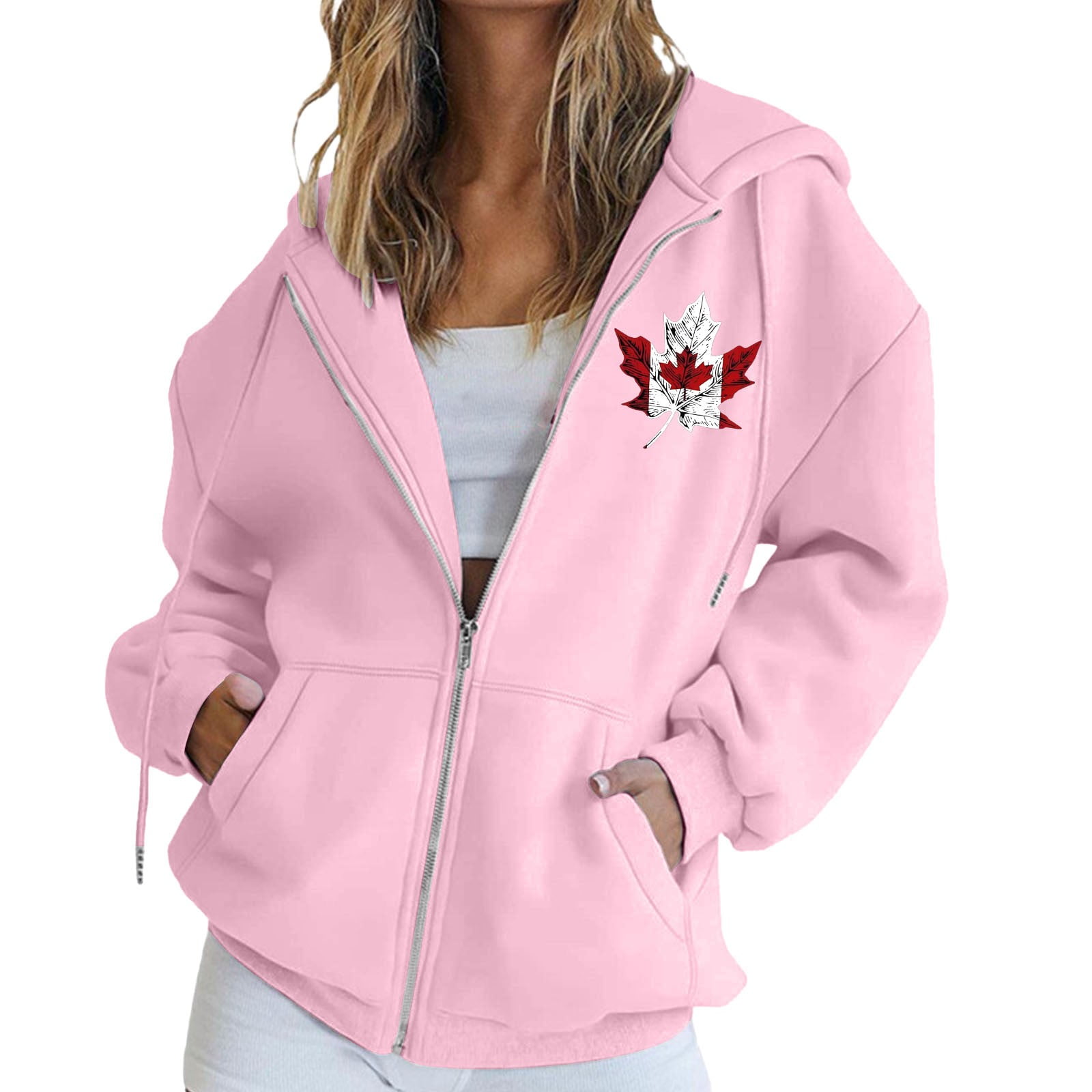 Click here for Dndif Womens Canada Maple Leaf Print Hooded Sweats... prices