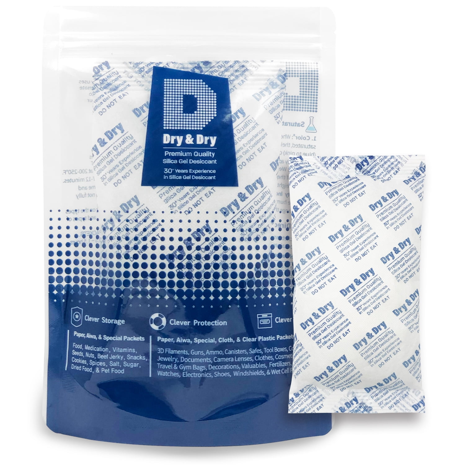 300 Gram [1 Packs] "Dry & Dry" Premium Silica Gel Packets Desiccant ...