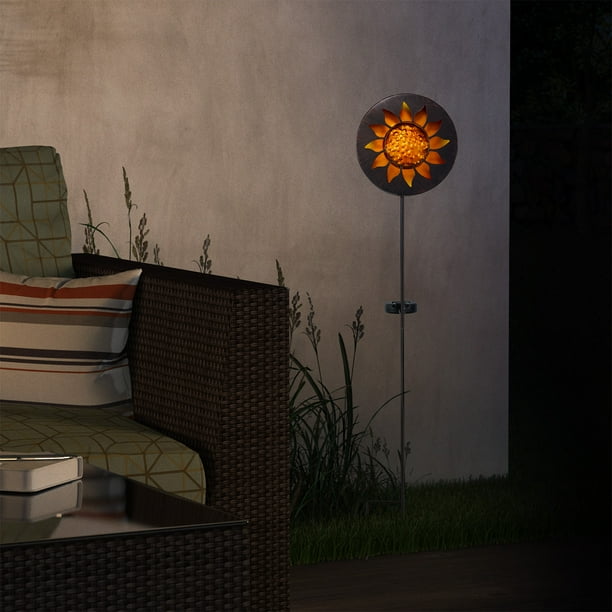 Alpine Corporation 40" Metal Solar Sun Garden Stake LED Light, Brown ...