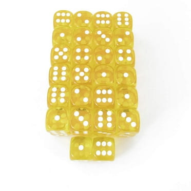 Yellow Transparent Dice with Glow in the Dark Pips D6 16mm (5/8in) Pack ...