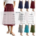 Boho Midi Skirts for Women Elastic Drawstring Waist Long Dress Button ...