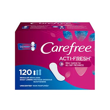 Carefree Acti-Fresh Regular Pantiliners, Unscented, 120 Ct - Walmart.com