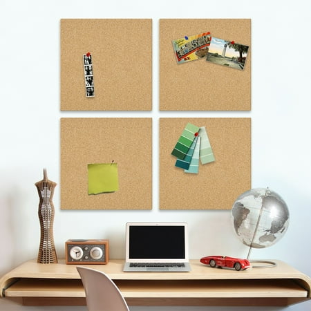 4pk Cork Boards 17"x17" Squares The Board Dudes Office Bulletin Natural ...