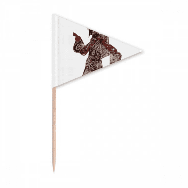 Traditional Shadow Play Man Walk Toothpick Triangle Cupcake Toppers ...