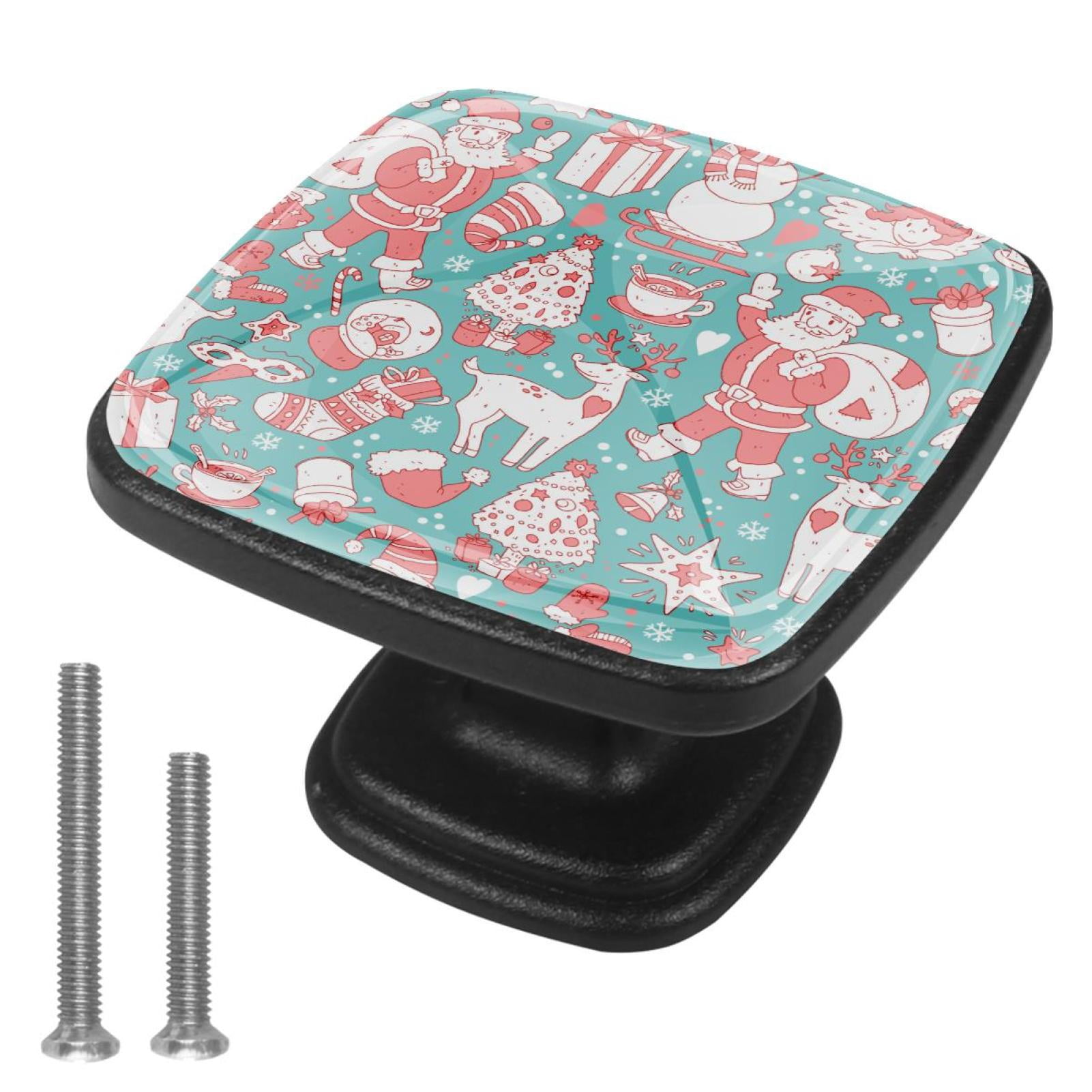 4 Pcs Cabinet Handle Drawer Pulls Christmas Knobs with Screws Square ...