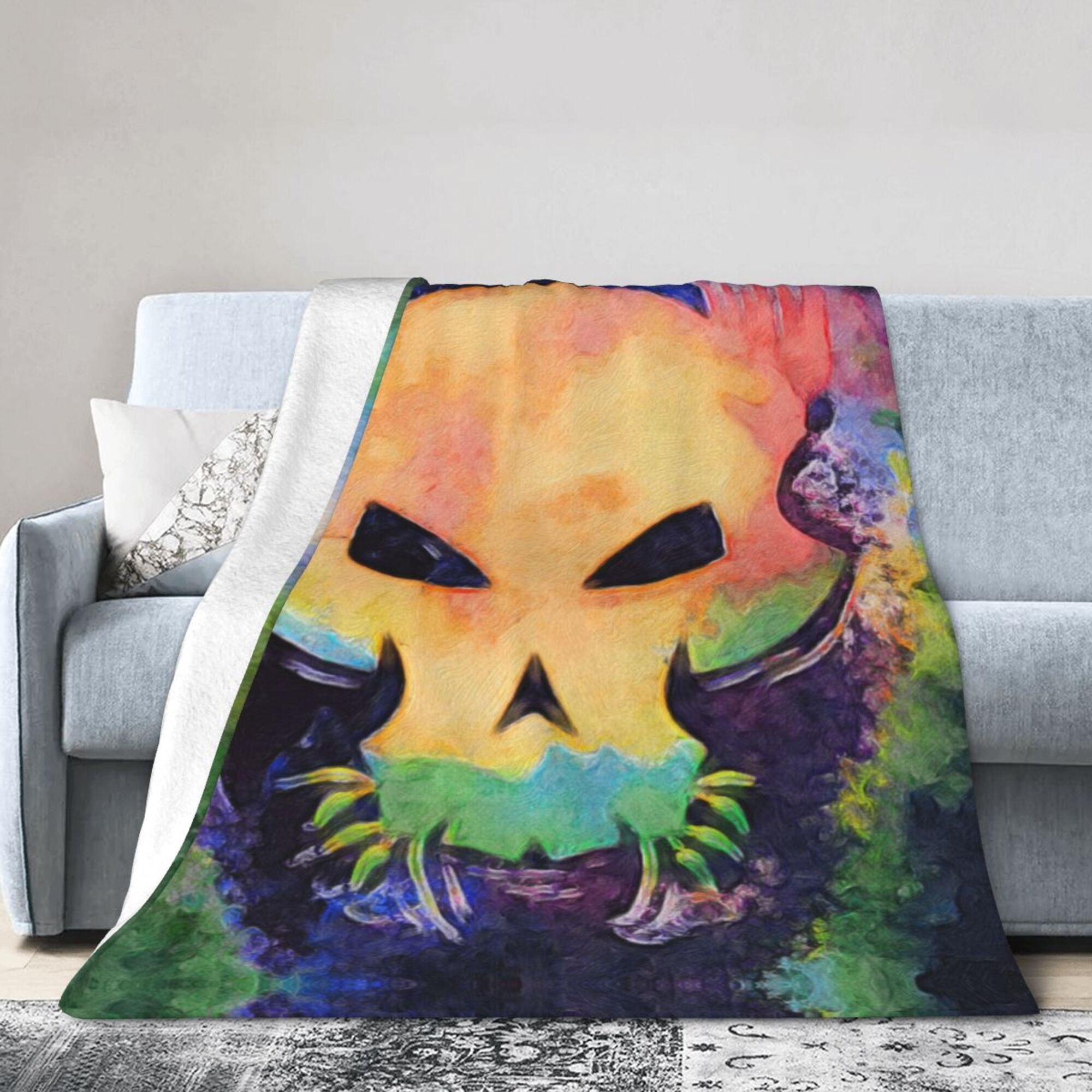 ZICANCN Skull Painting Scary Anti-Pilling Flannel Bed Throw Blankets ...