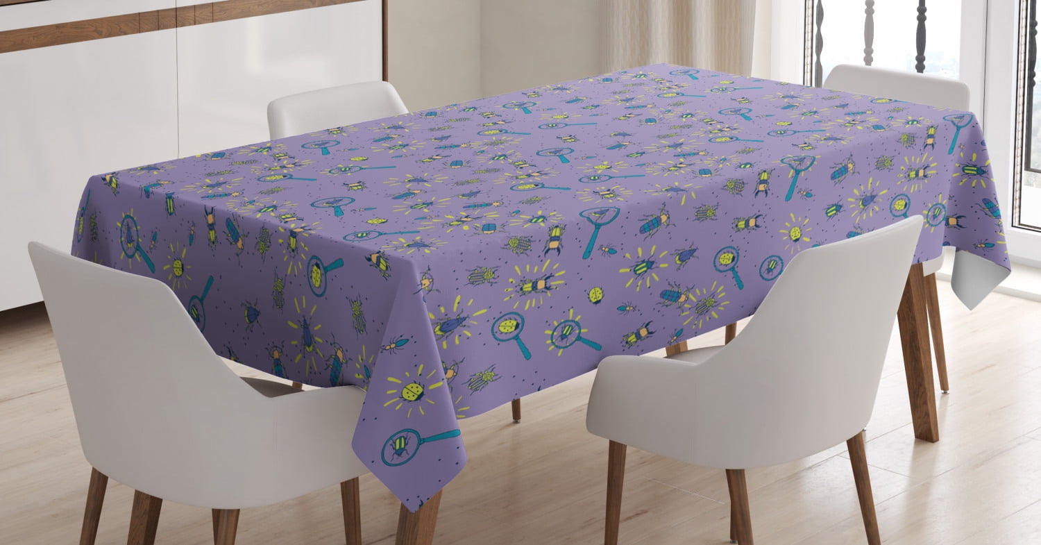 Firefly Tablecloth, Ladybugs Beetles Night Symbol Nature Bugs and ...