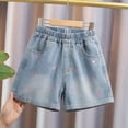 Bainana Girls Jeans Shorts Big Kids Loose Fit Elastic Waist Wide Leg ...
