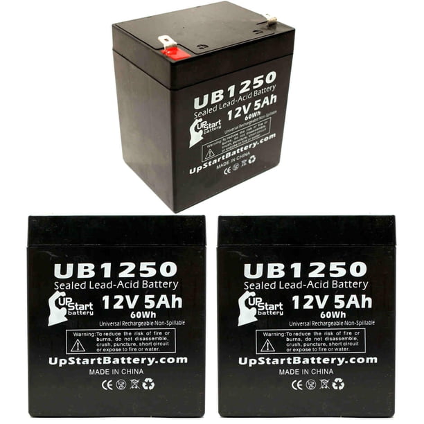 Lot de 3 batteries plomb-acide scellées universelles UB1250 (12 V, 5 Ah ...