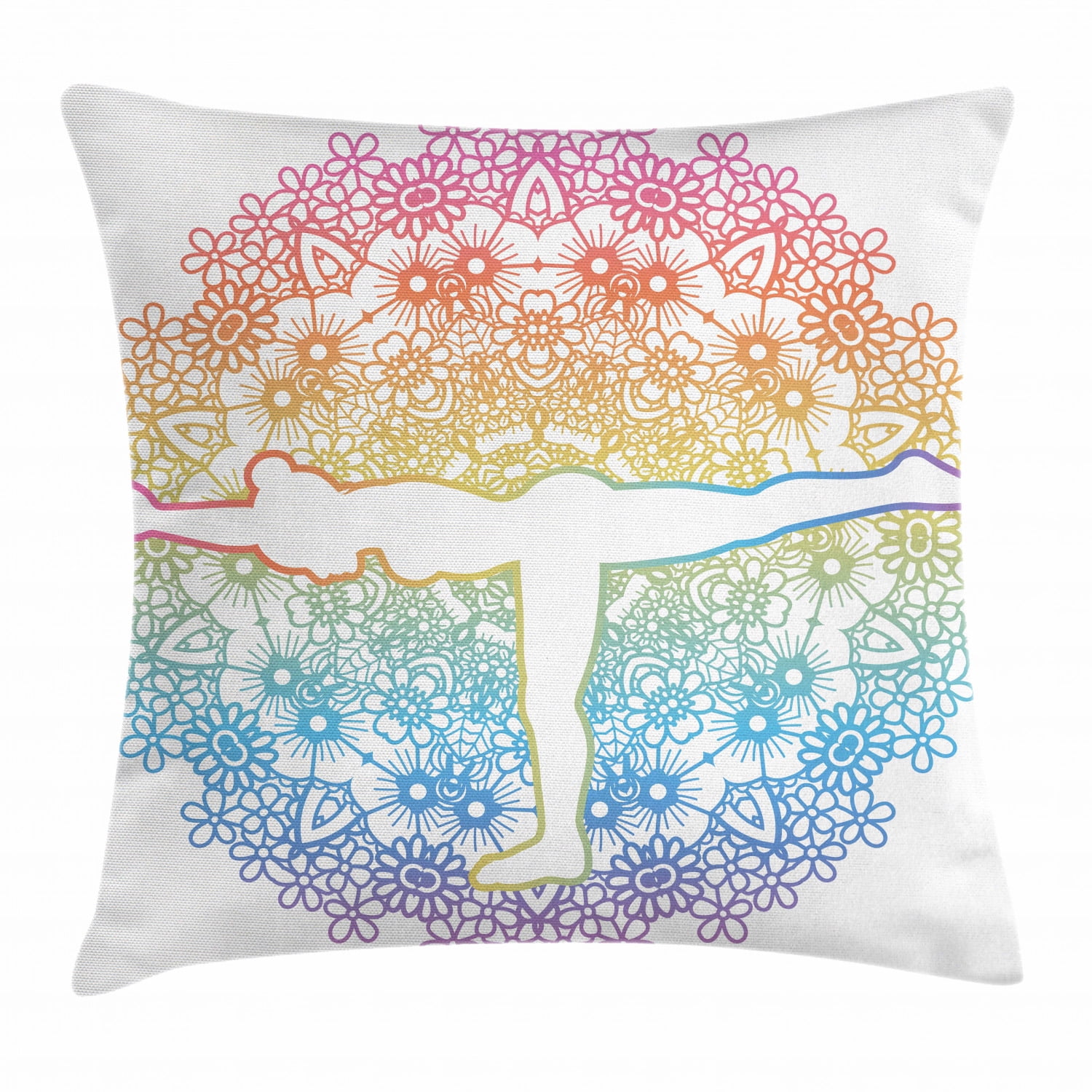 Yoga Throw Pillow Cushion Cover, Woman Doing Warrior 3 Pose ...
