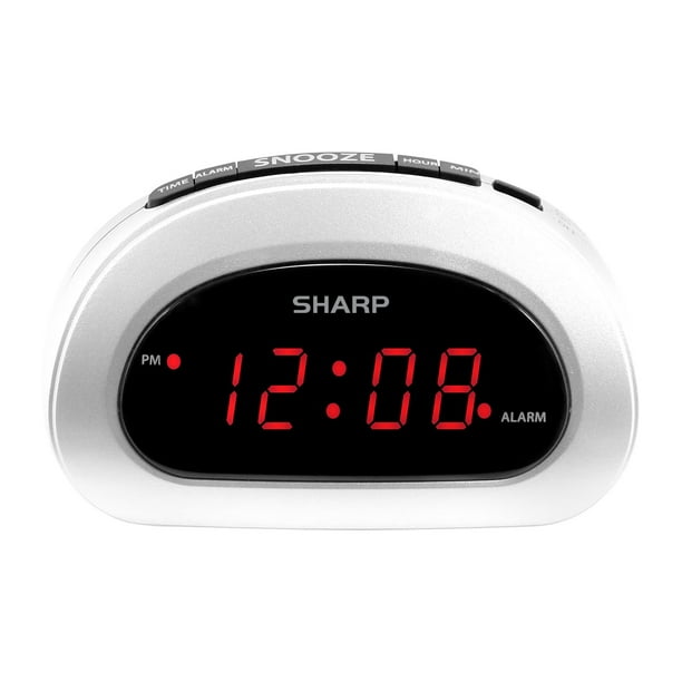Reloj despertador digital SHARP, blanco nube, controles fáciles de configurar, pantalla LED roja ...