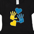 Inktastic Down Syndrome Awareness with Handprints and Hearts Blue and Yellow Girls Baby Dress ...