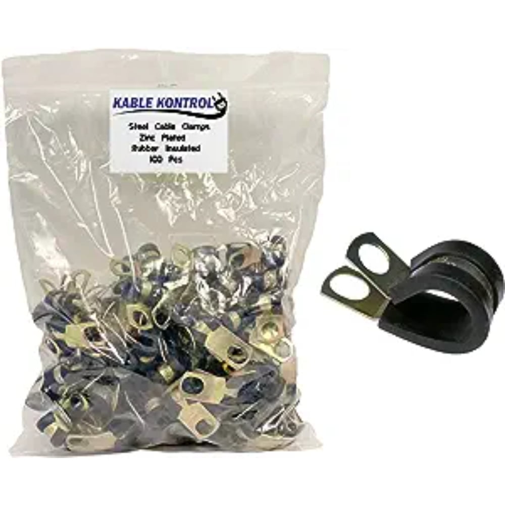 Steel Cable Clamps - 3/4" Dia - Rubber Insulated - Zinc Plated - 100 ...