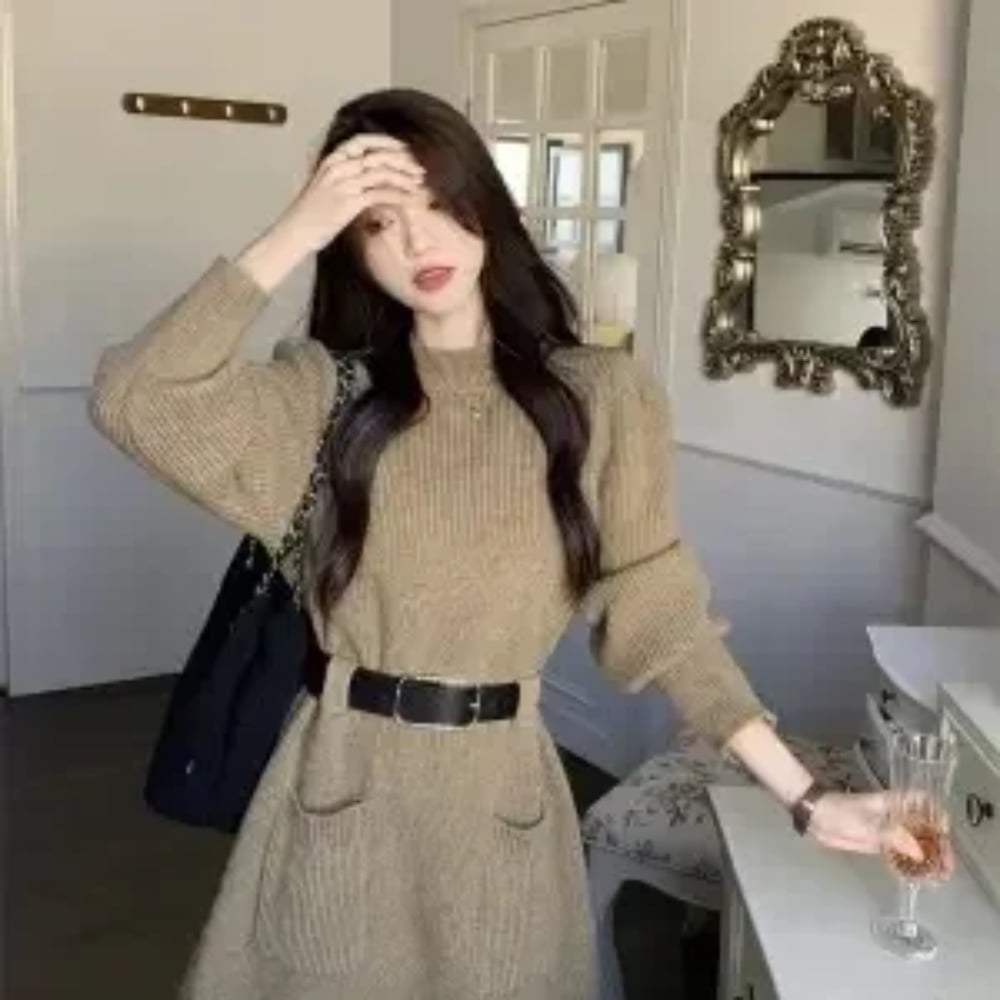 Click here for Lngoor Qweek Autumn Winter Knitted Sweater Dress W... prices