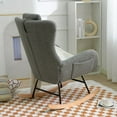 Upholstered Rocking Chair with Neck Rest,Teddy Fabric Nursery Glider ...