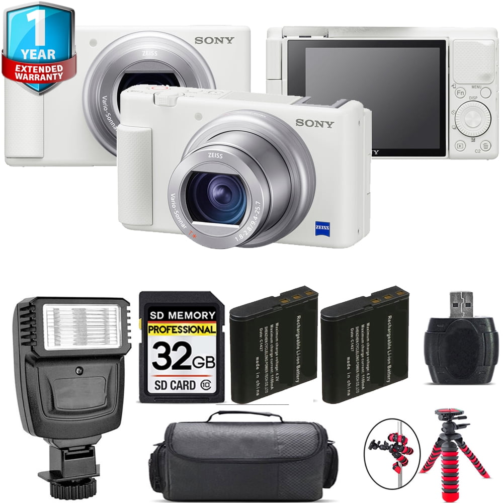 Sony ZV-1 Digital Camera (White) + Extra Battery + 1 Yr Warranty + 32GB ...