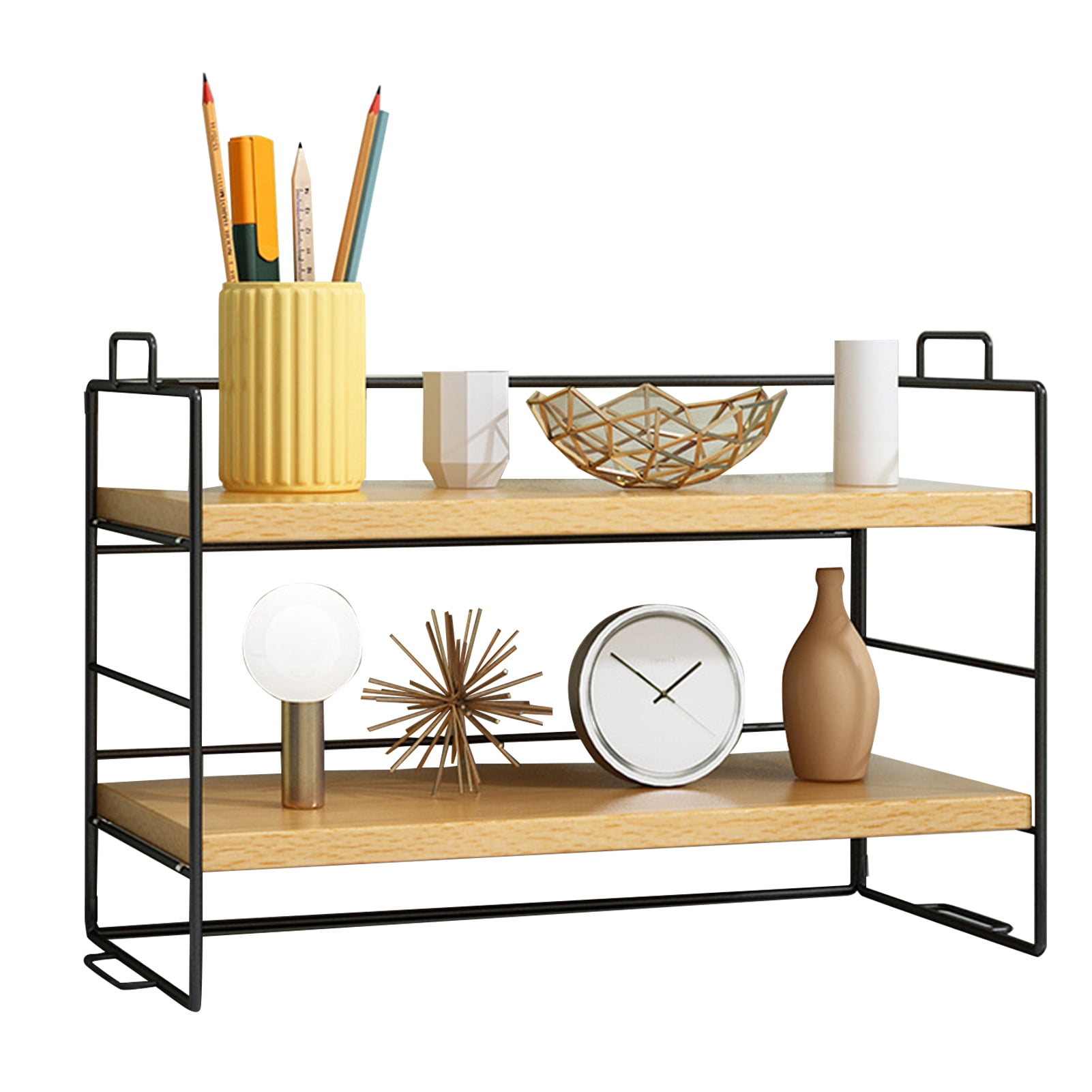 Jadeshay 2 Tier Adjustable Display Desktop Bookshelf Organizer Storage ...
