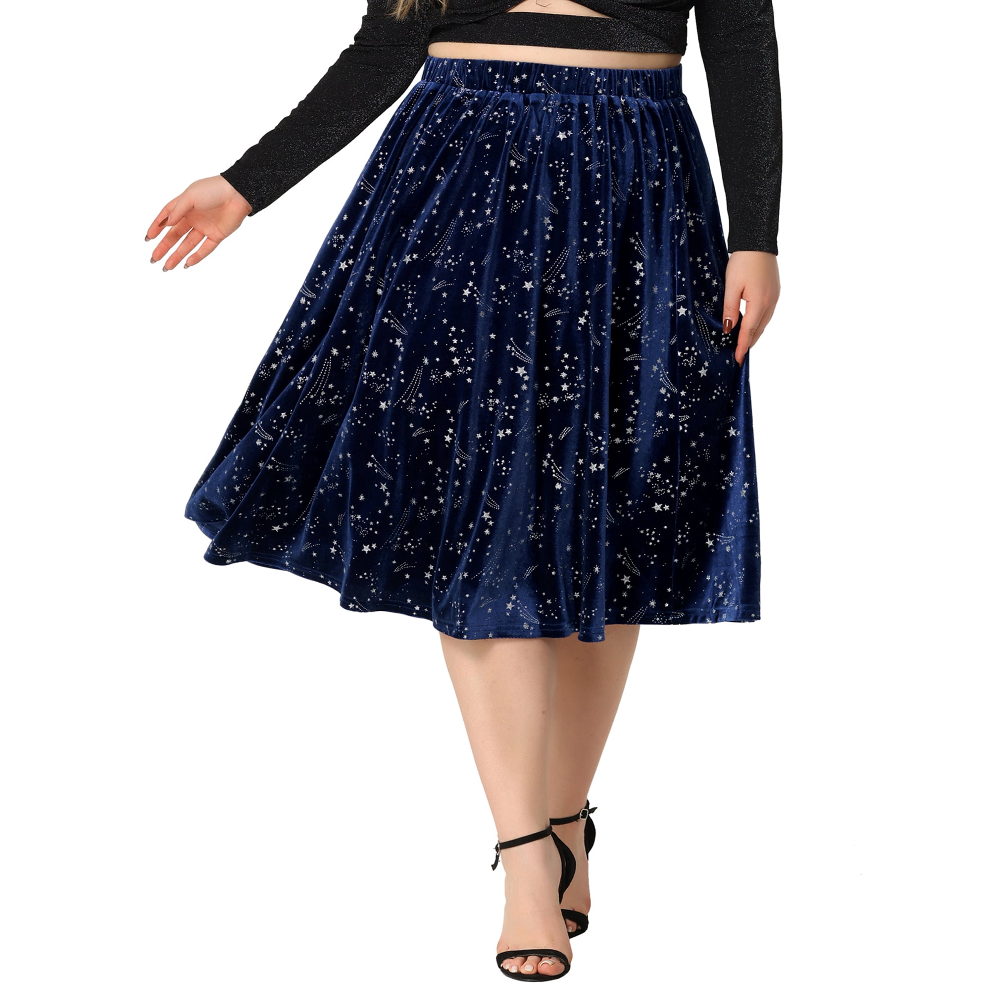 Click here for Grace & Grandeur Plus Size Velvet Skirts For Women... prices