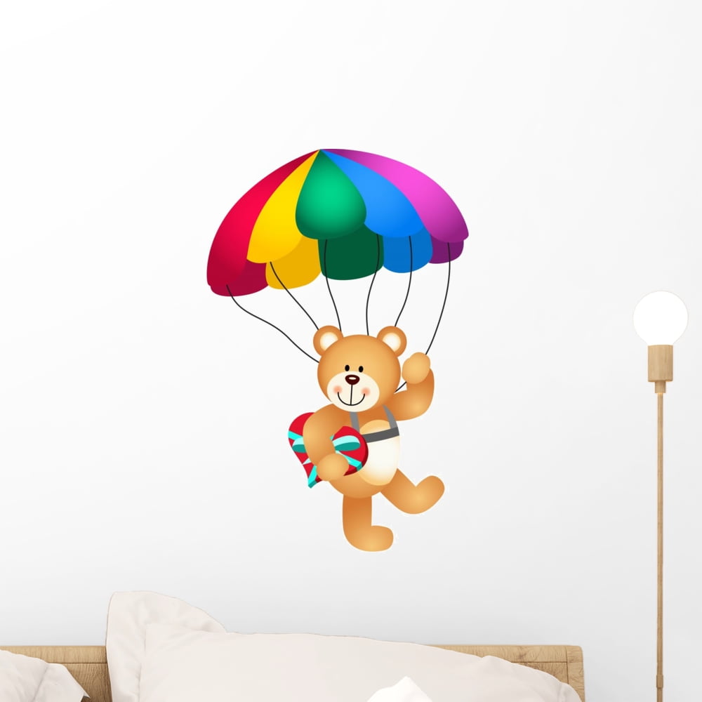 Teddy Bear Parachute H)olding Wall Mural Decal by Wallmonkeys Vinyl ...