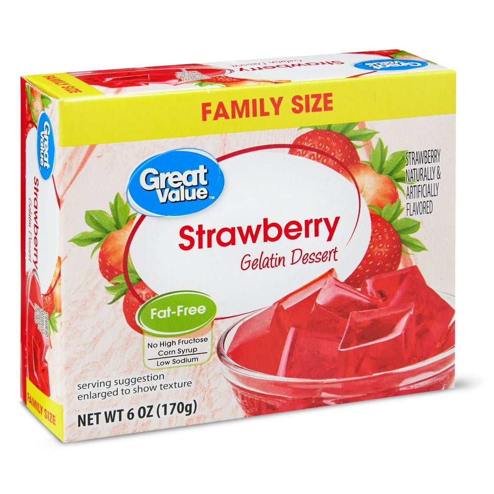 Great Value Gelatin Dessert, Strawberry, 6 oz - Walmart.com - Walmart.com
