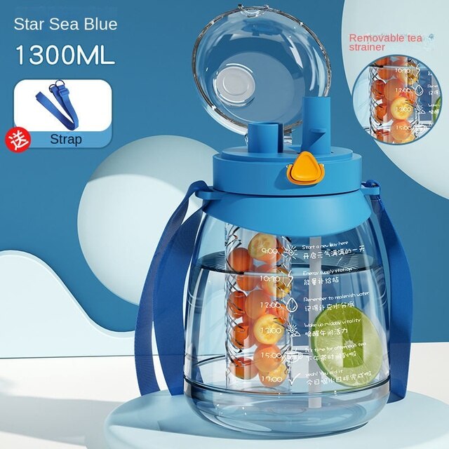 YCNYCHCHY 1300 ML Sports Water Cup Straw Cup 1.3 L Water Cup Large Capacity Big Belly Cup Summer ...