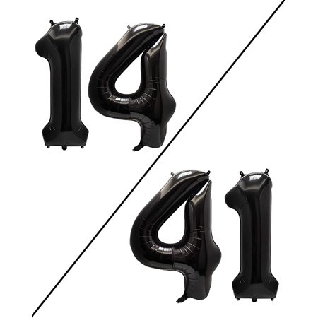 40 Inch Large 14 Balloon Numbers Black, Big Foil Number Balloons, Giant ...